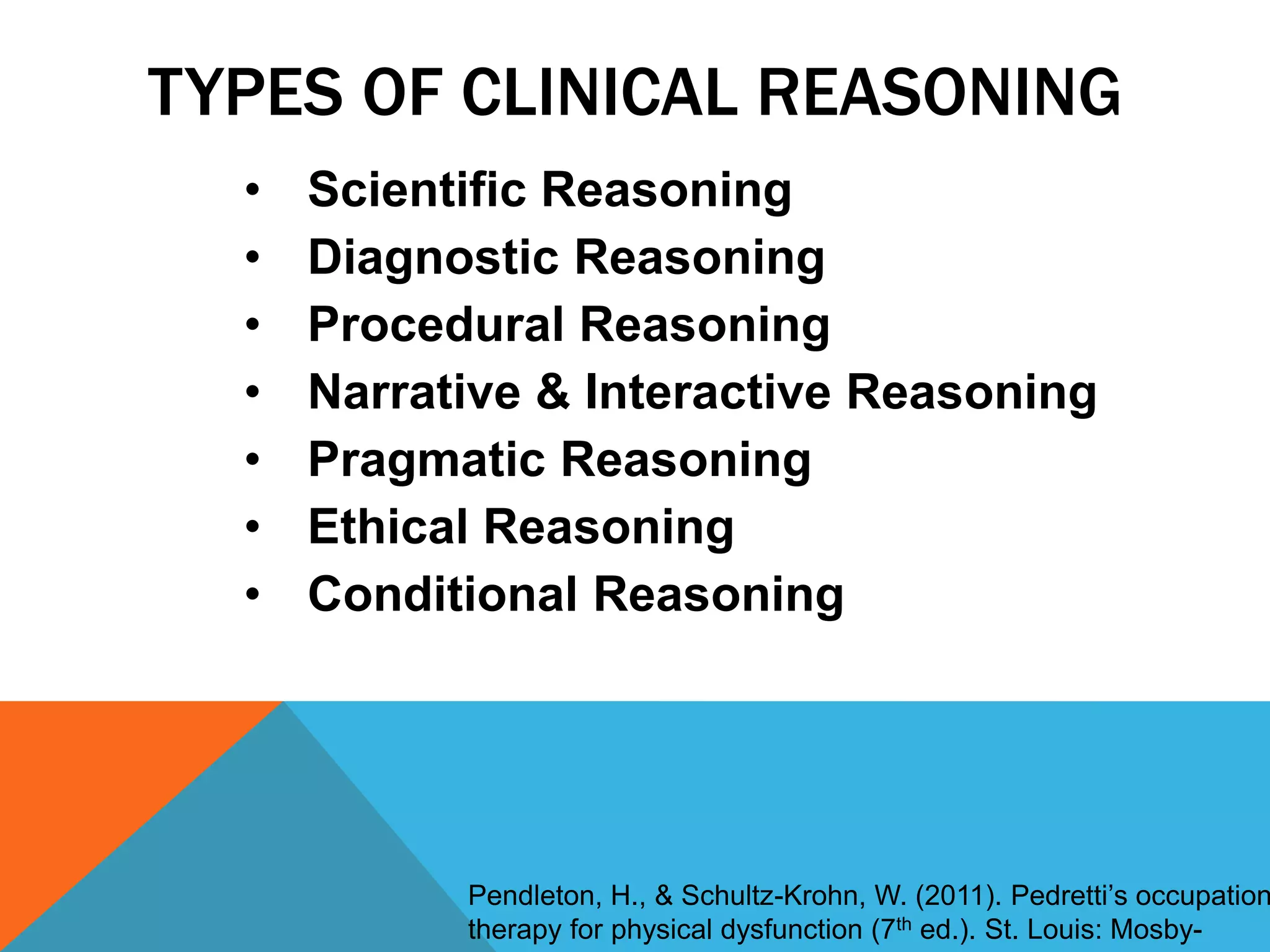 OT 425 session 10A clinical reasoning | PPTX