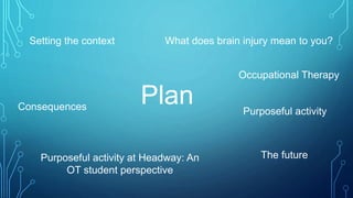 The Value if Purposeful Activity: Occupational Therapy and Brain Injury ...