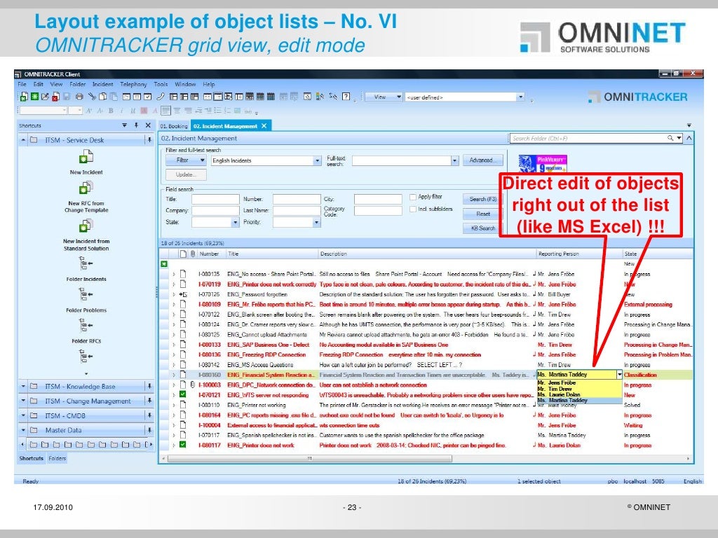 OMNITRACKER 9 Screenshots
