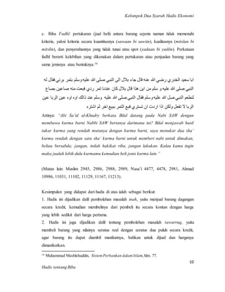 Makalah syarah hadis ekonomi, Hadis tentang Riba | DOCX