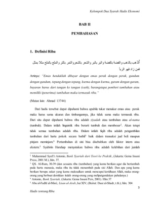 Makalah syarah hadis ekonomi, Hadis tentang Riba | DOCX
