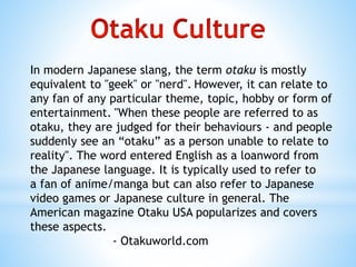 Anime, Manga & Otaku culture | PPTX | Computer Animation | Computer ...
