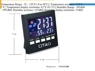 Otao color digital lcd screen multifunctional temperature guage ...