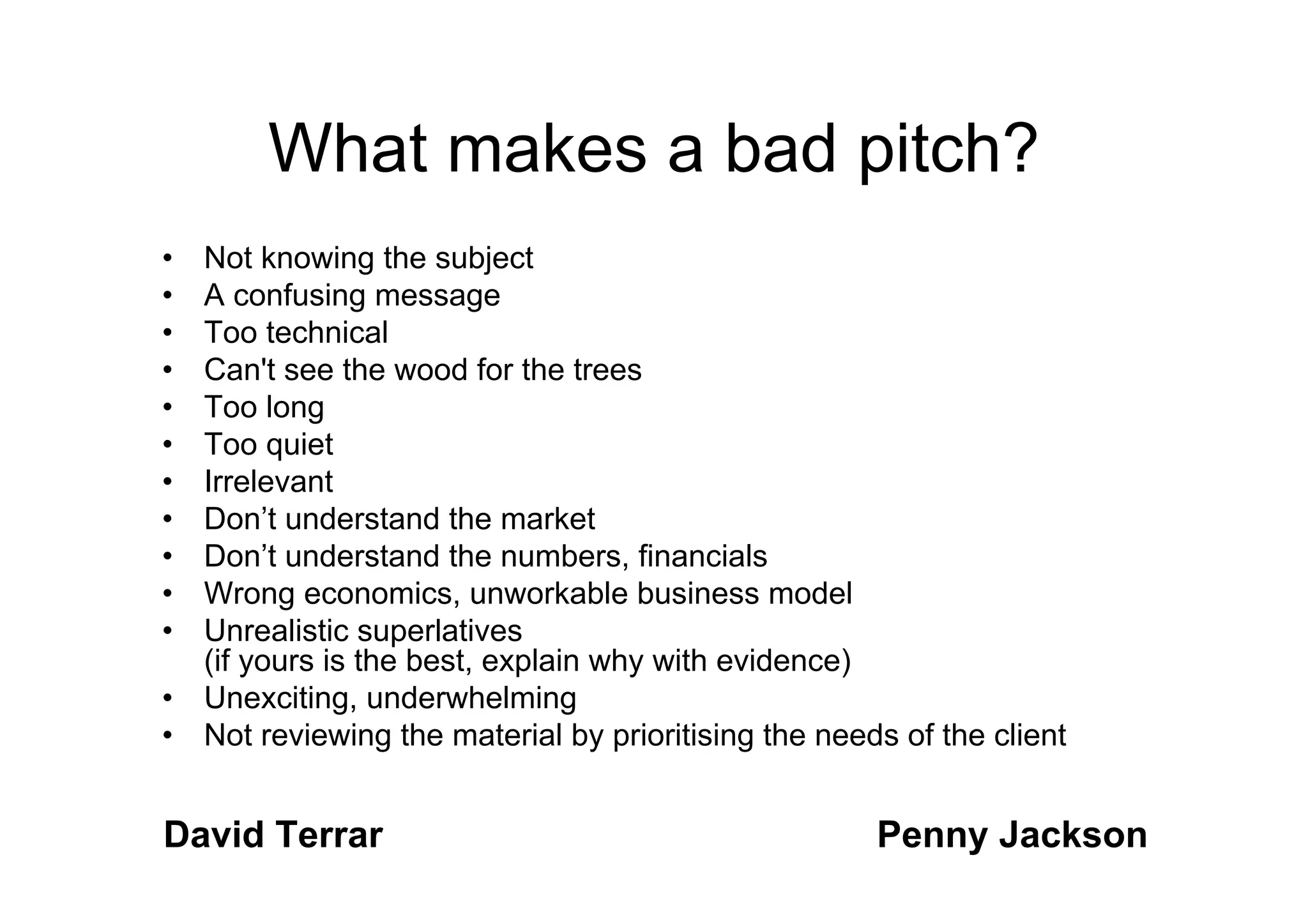 OTA The Art of the Pitch Workshop handout | PDF | Business | Business ...