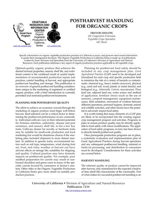 Postharvest Handling for Organic Crops ~ California | PDF