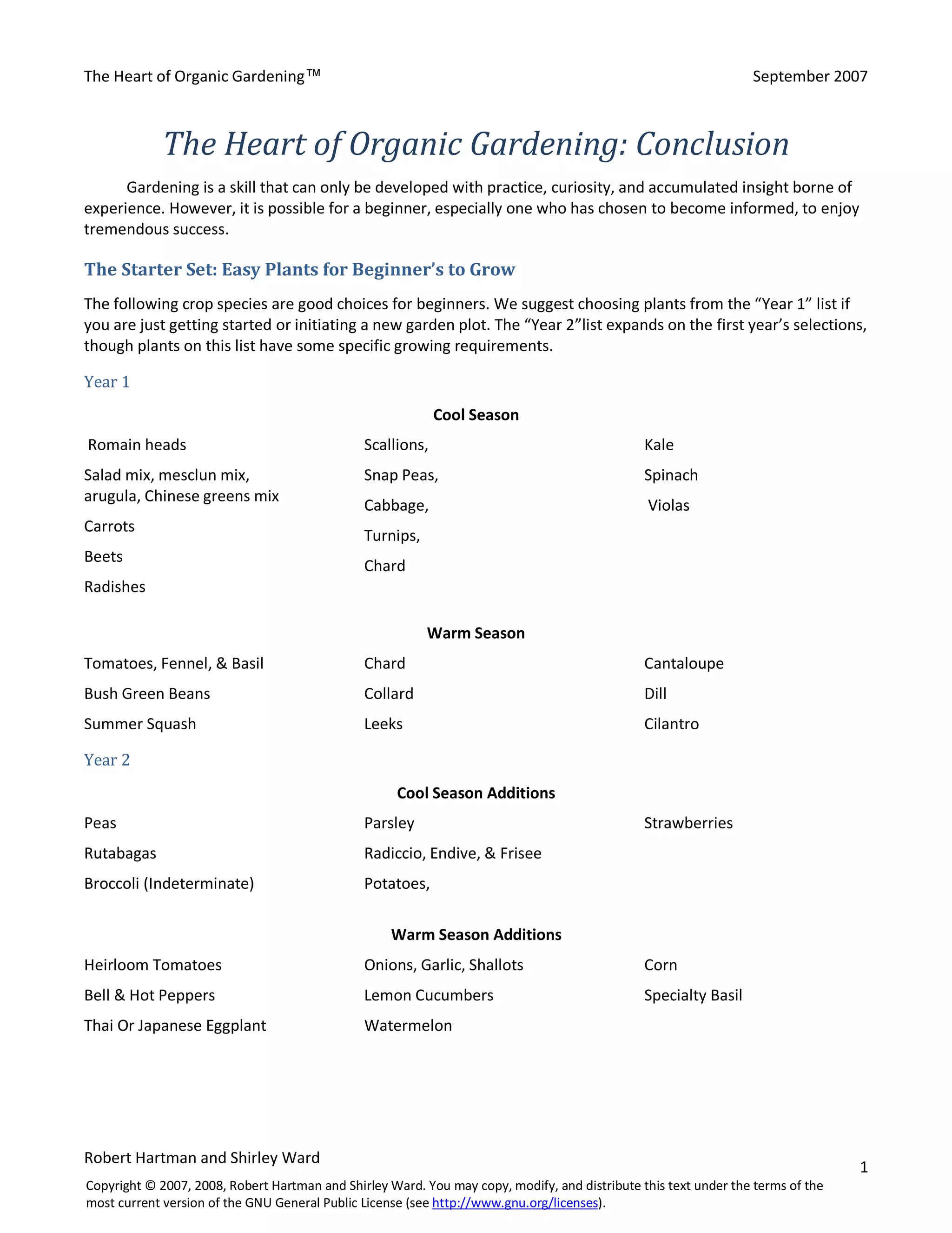 Organic Gardening: Conclusion | PDF