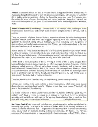 Amaranth Grain and Vegetable Types | PDF