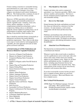 Organic Vegetable Gardening Resource Guide | PDF