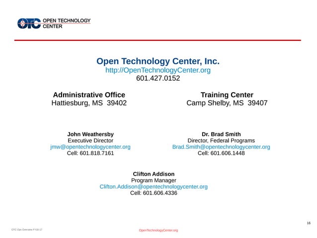 Open Technology Center - 2016 Operational Overview | PPT