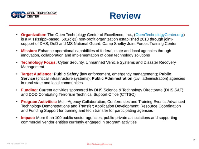 Open Technology Center - 2016 Operational Overview | PPT