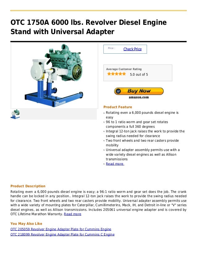 Otc 1750 a 6000 lbs. revolver diesel engine stand with universal adap…