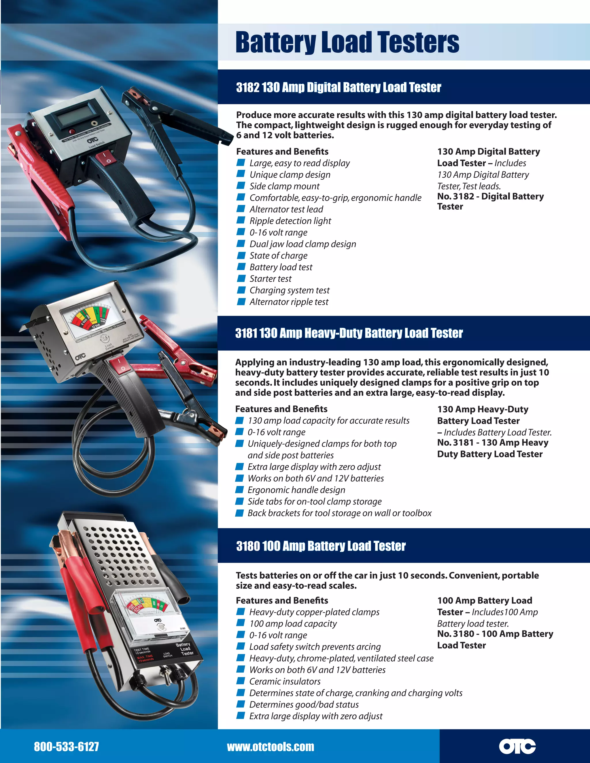OTC 3181 Heavy Duty Battery Load Tester User Manual | PDF