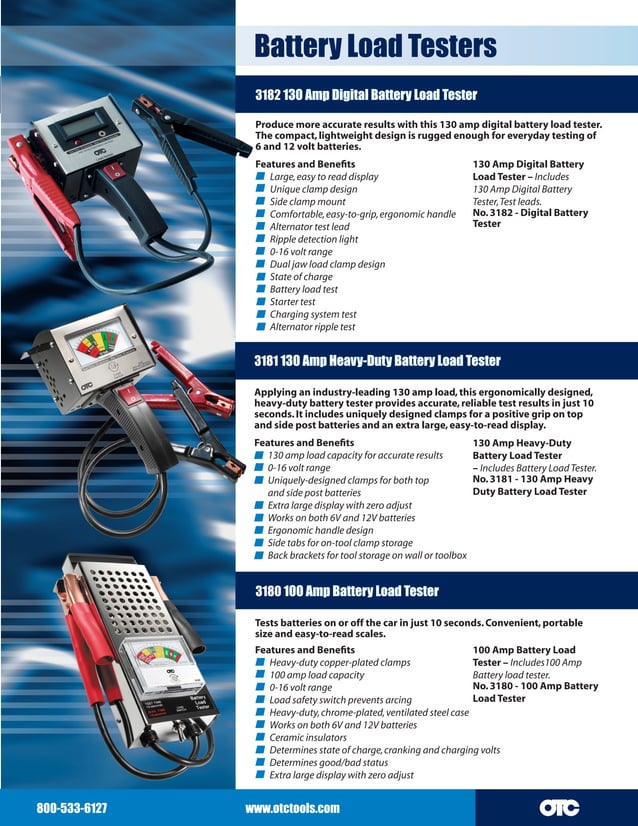 OTC 3181 Heavy Duty Battery Load Tester User Manual | PDF