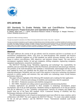 ISO Standards To Enable Reliable, Safe and Cost-Effective Technology ...