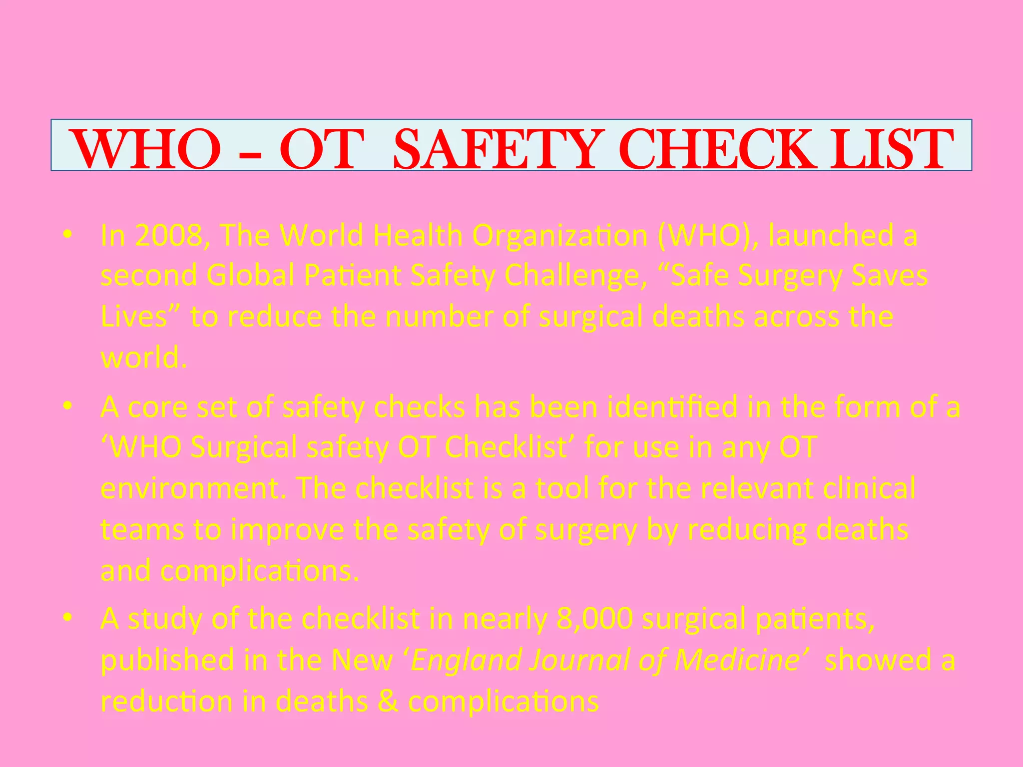 OT Check List | PDF