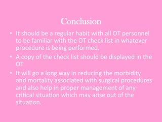 OT Check List | PDF