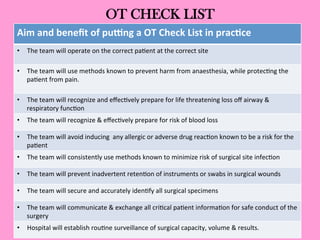 OT Check List | PDF