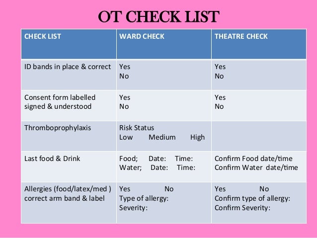 OT Check List