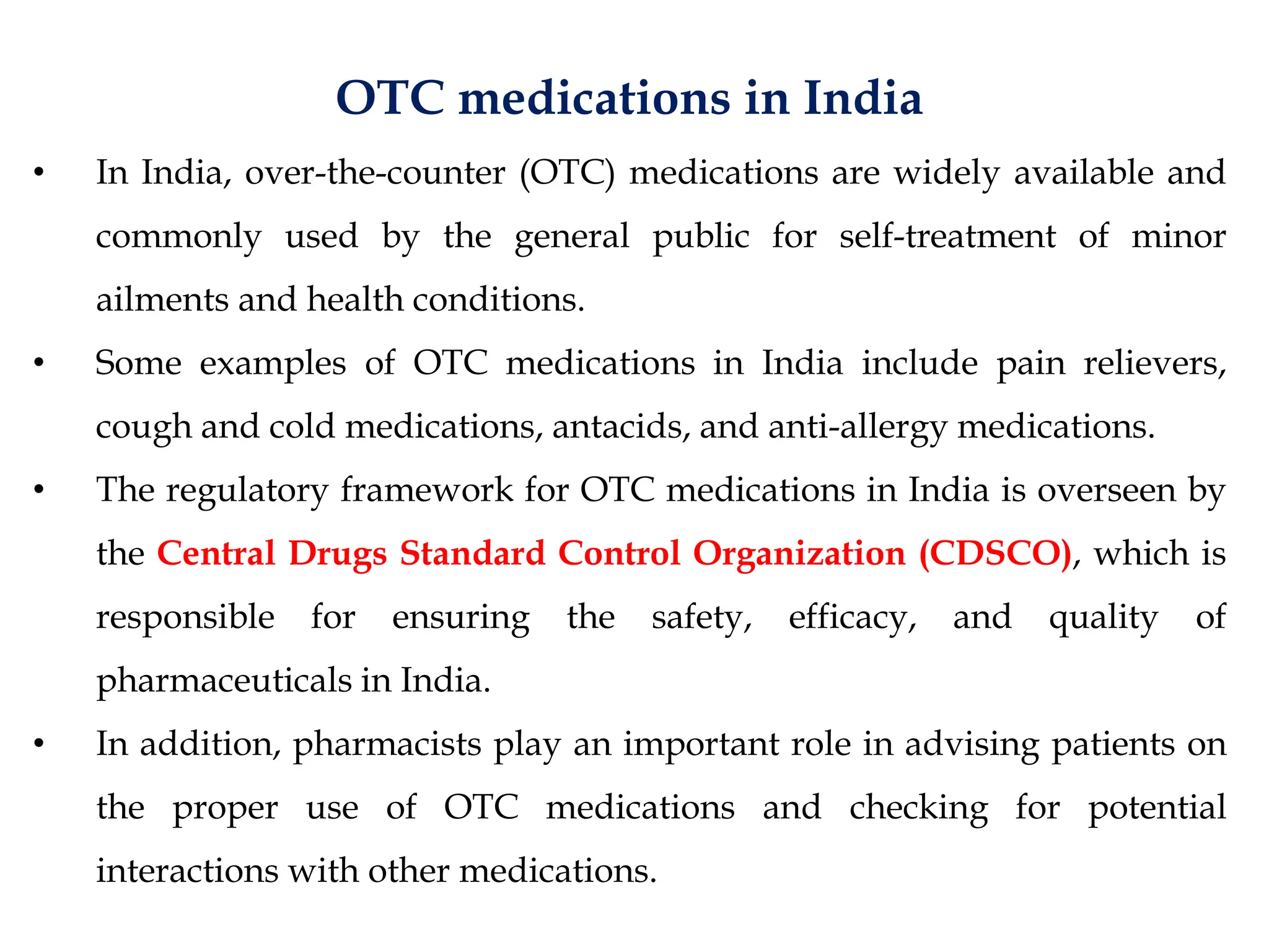 Over The Counter Medications & Role of Pharmacist | PPTX