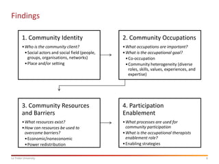 Re-imagining occupational therapy clients as communities: Presenting ...