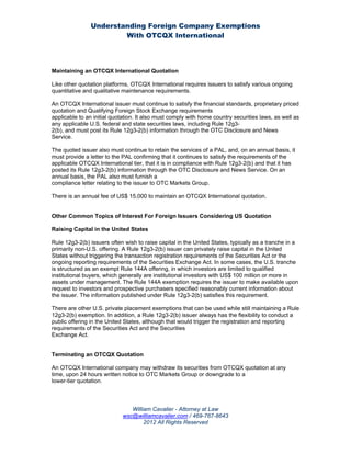 Understanding Foreign Company Exemptions With OTCQX International | PDF