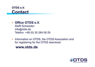 OTDS presentation on Standards at Travel Traction Berlin 2013 | PDF