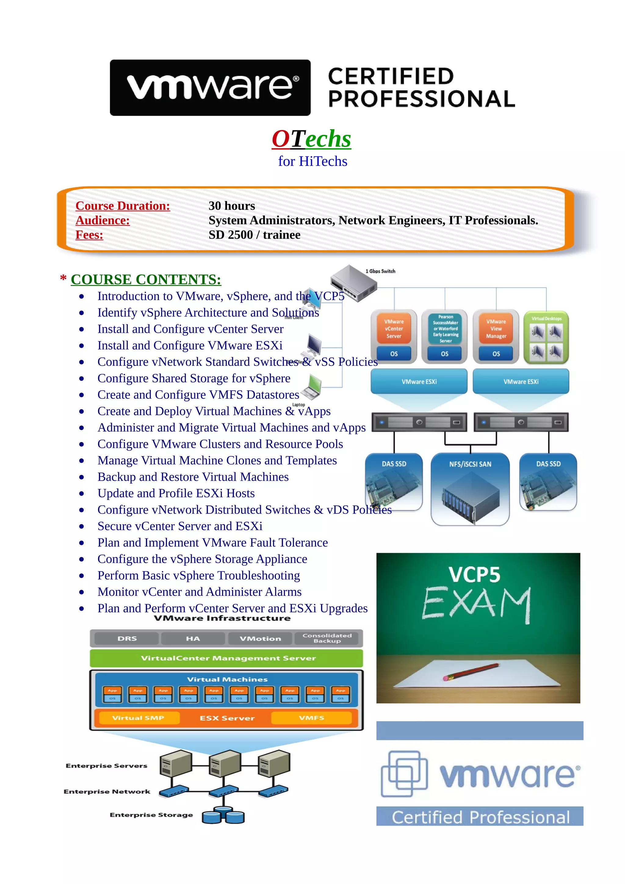 OTechs Advanced Virtualization Administration (VMWare vcp5) Training Course | PDF