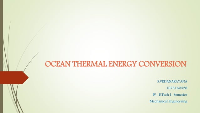 Ocean Thermal Energy Conversion System | PPTX
