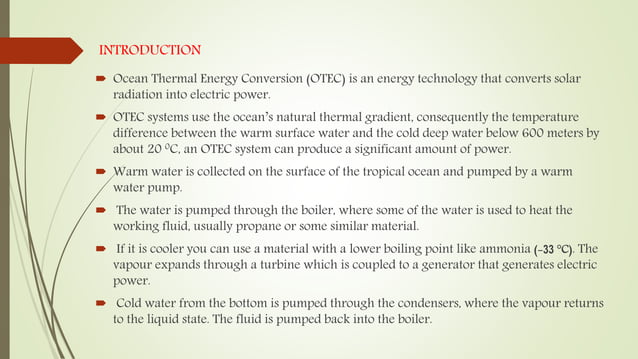 Ocean Thermal Energy Conversion System | PPTX