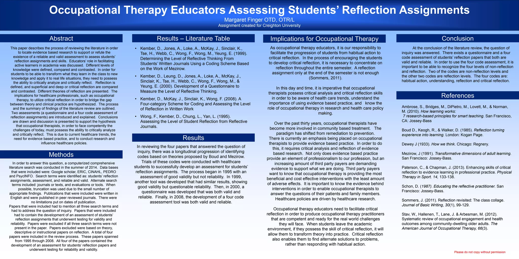 Ot educators assessing students' reflection assignments | PPT