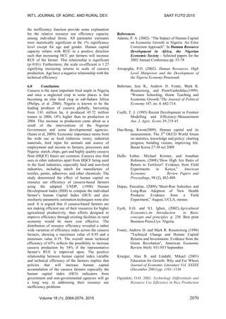 EFFICIENT RESOURCE USE: DOES HUMAN CAPITAL MATTER? THE CASE OF CASSAVA ...