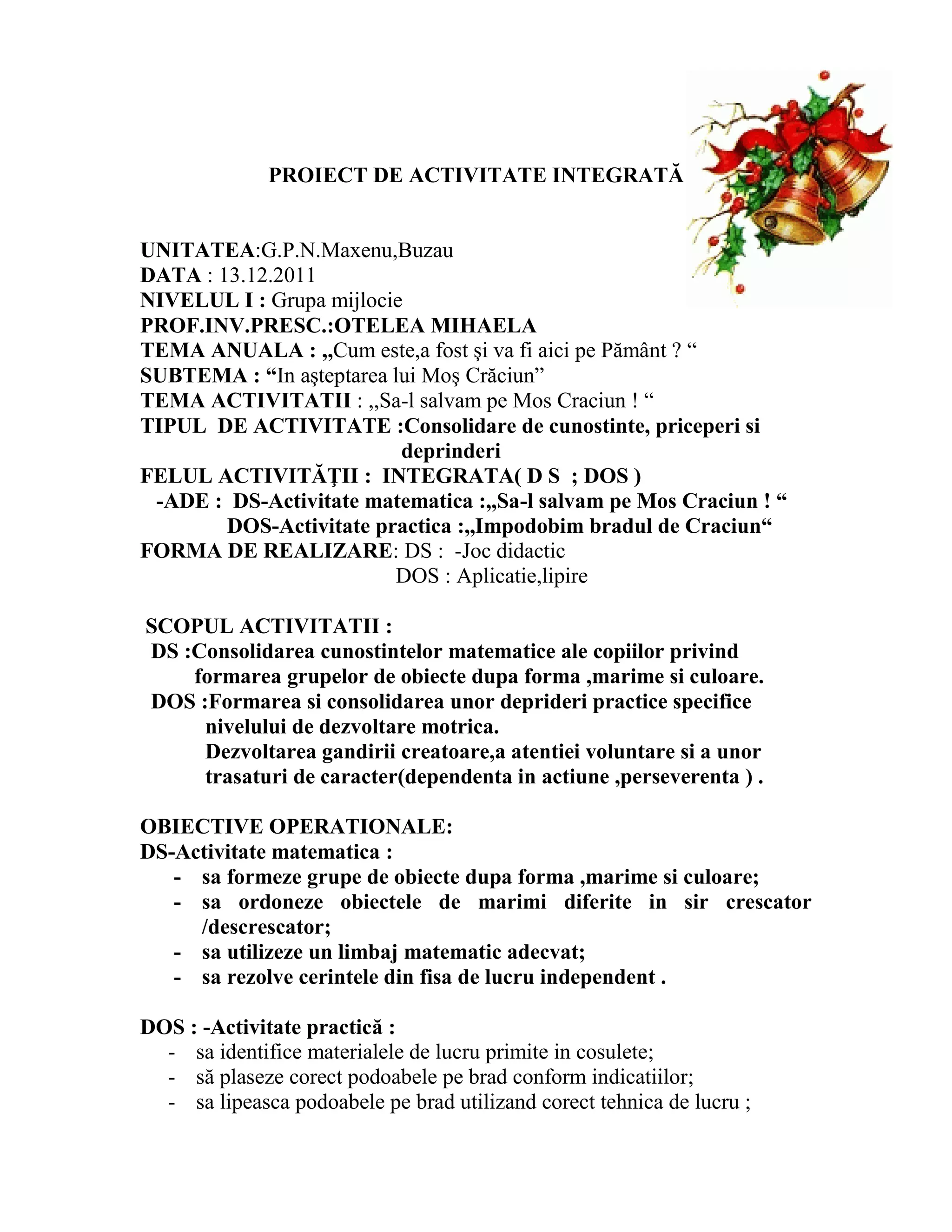 Otelea mihaela proiect didactic (1) | PDF