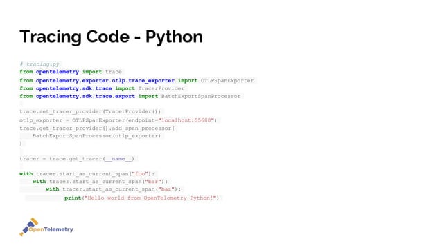 OpenTelemetry For Developers | PPTX | Programming Languages | Computing
