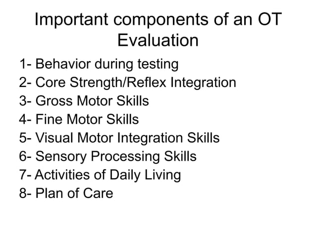 Occupational Therapy Evaluations | PPTX