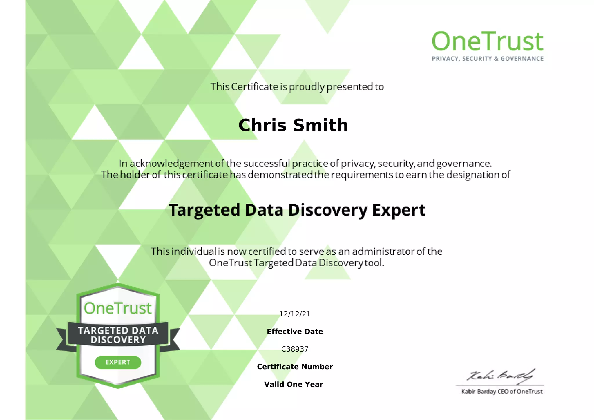 OneTrust Expert Data Discovery Certification | PDF