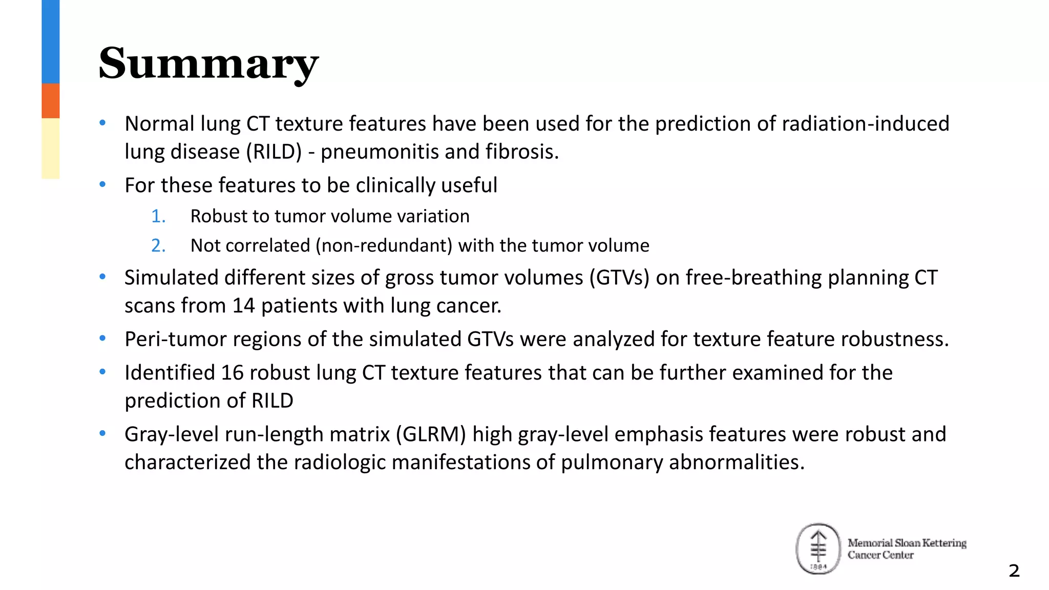 Robust Normal Lung CT Texture Features for the Prediction of Radiation ...
