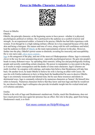 Othello Analysis Essay | PDF
