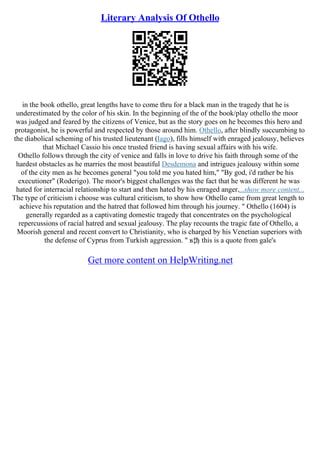 Othello Analysis Essay | PDF