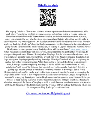Othello Analysis Essay | PDF