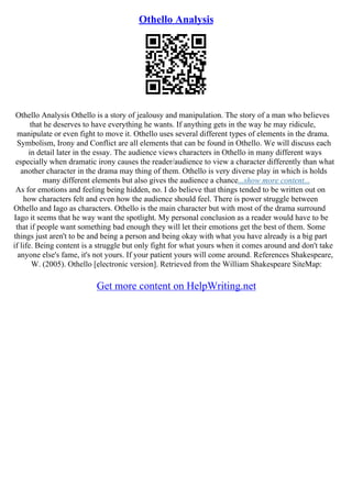 Othello Analysis Essay | PDF