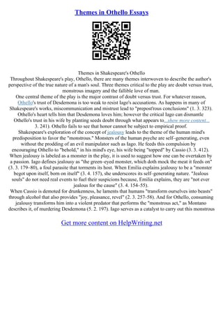 Othello Analysis Essay | PDF