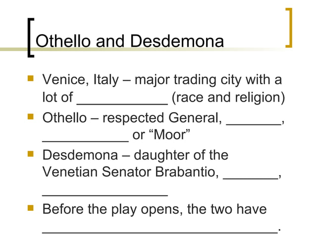 Othello background power point notes sheet | PPT