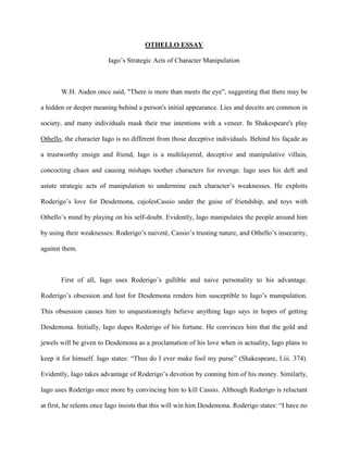 Othello Essay about Iago | DOCX