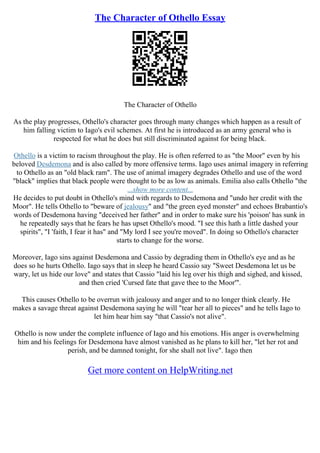 Othello Essays | PDF | Free Download