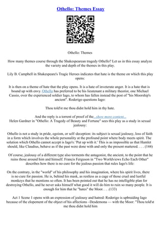 Othello Essays | PDF | Free Download