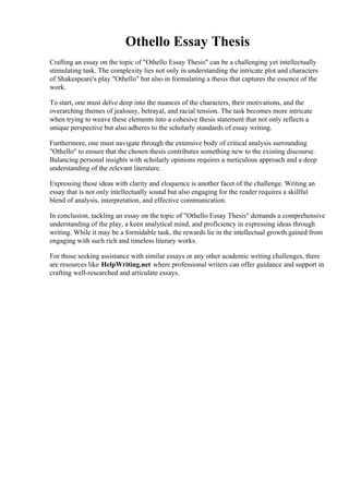 Othello Essay Thesis | PDF