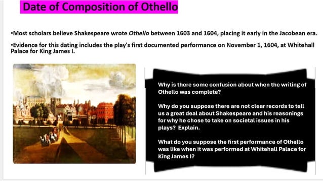 Educational Powerpoint about the History of the Writing of Othello | PPT