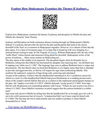 Othello Movie Vs Play | PDF