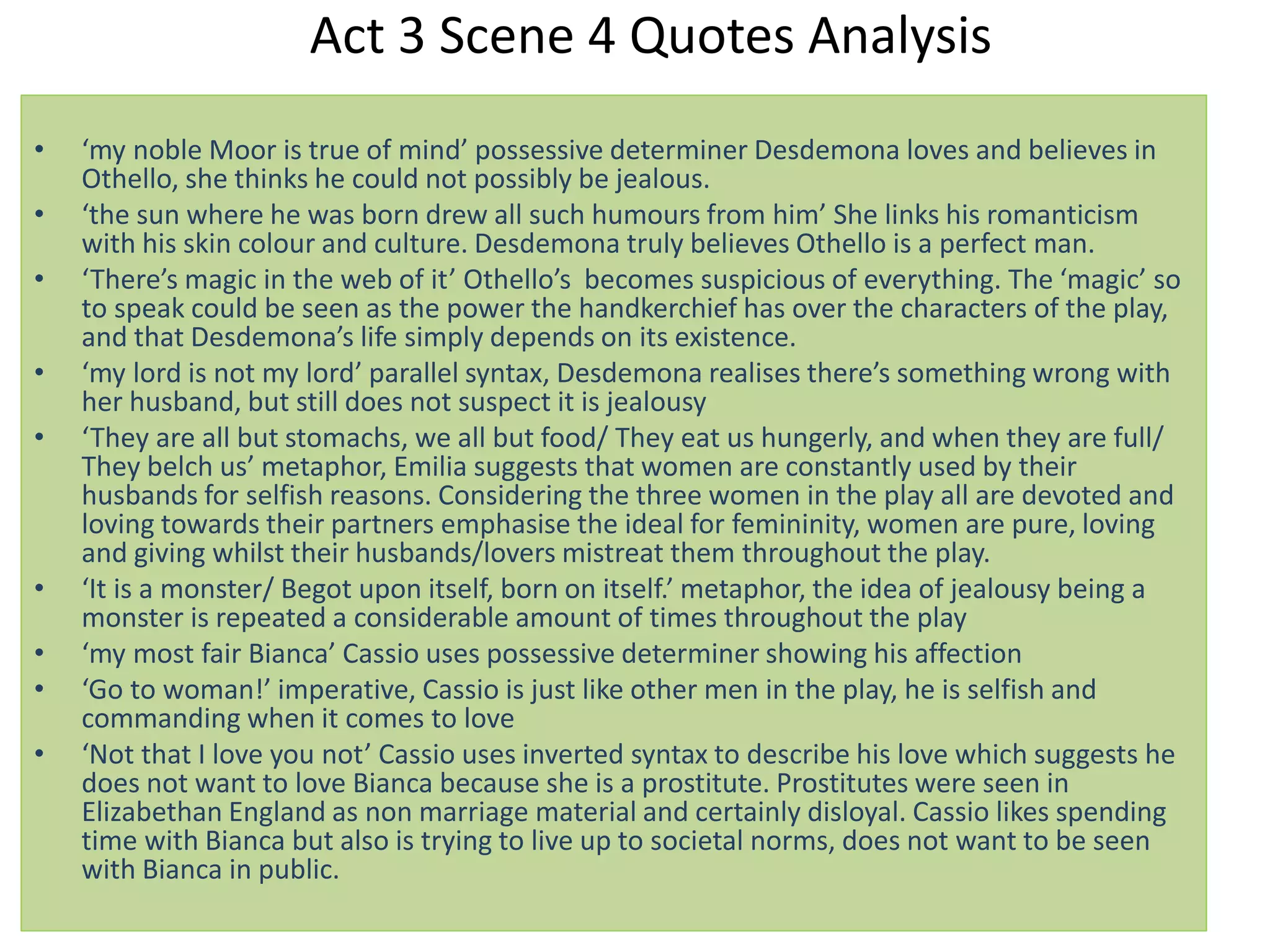 Othello by William Shakespeare, Notes, Quotes and Analysis by T ...