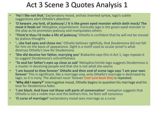Othello by William Shakespeare, Notes, Quotes and Analysis by T ...